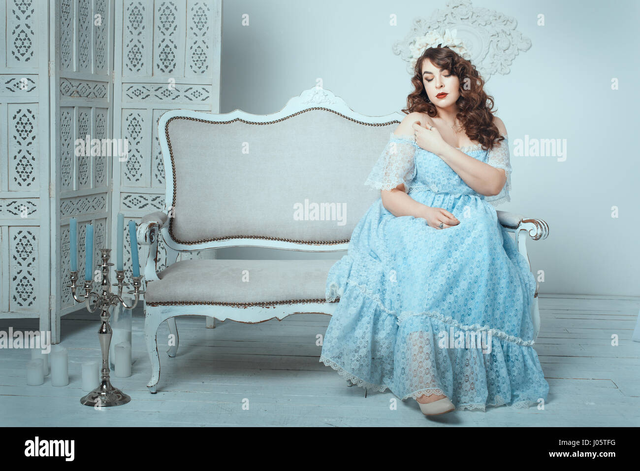 Woman Sitting Sofa Fat Stock Photos & Woman Sitting Sofa Fat Stock ...