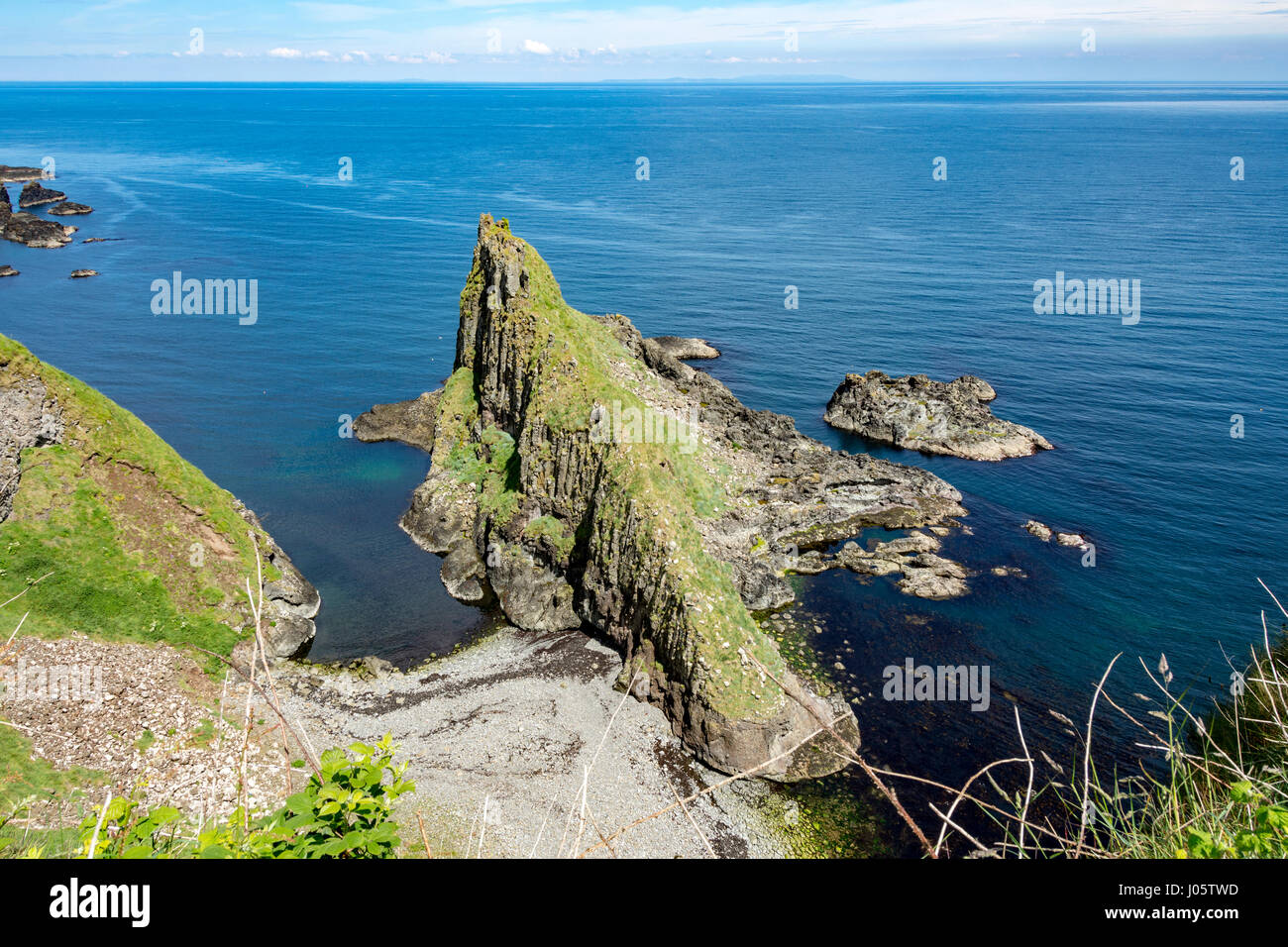 Cliff scenery at Port Moon, from the Causeway Coast footpath, County ...
