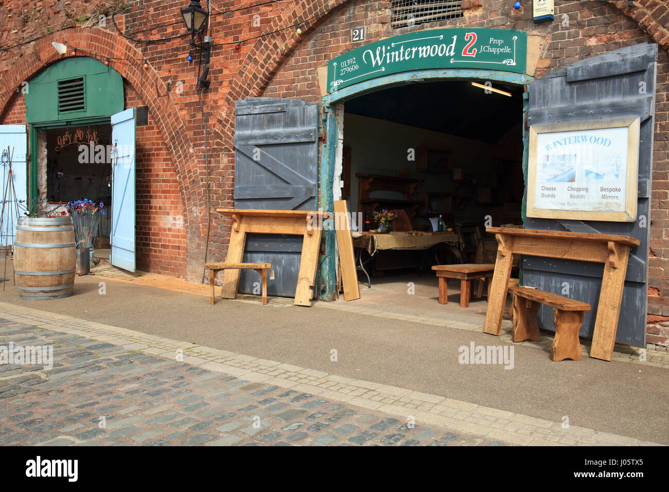 Craft workshops Exeter Quay, Devon, England, UK Stock Photo - Alamy