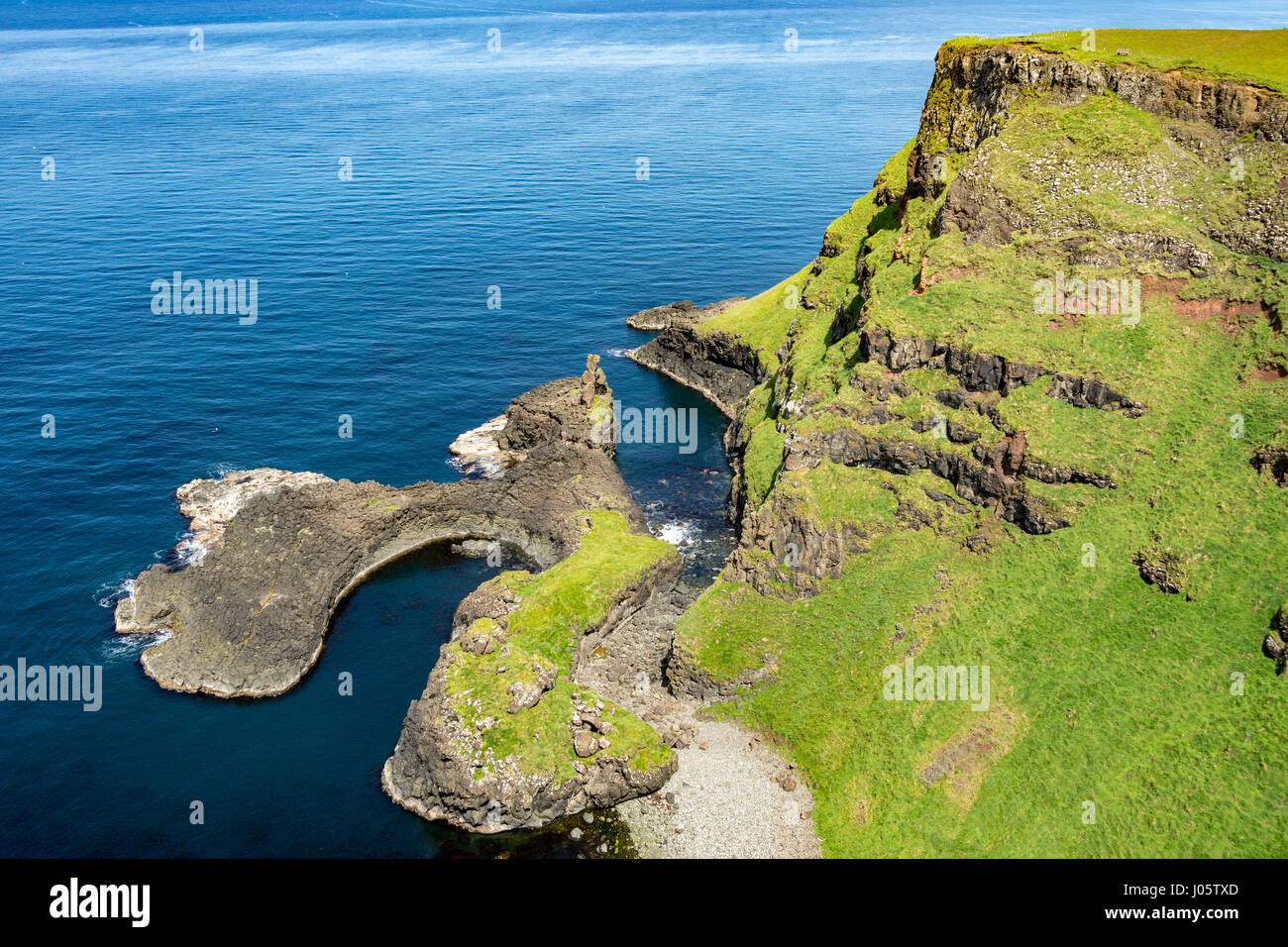 The rock feature known as 'The Horseshoe' and cliff scenery at Port na ...