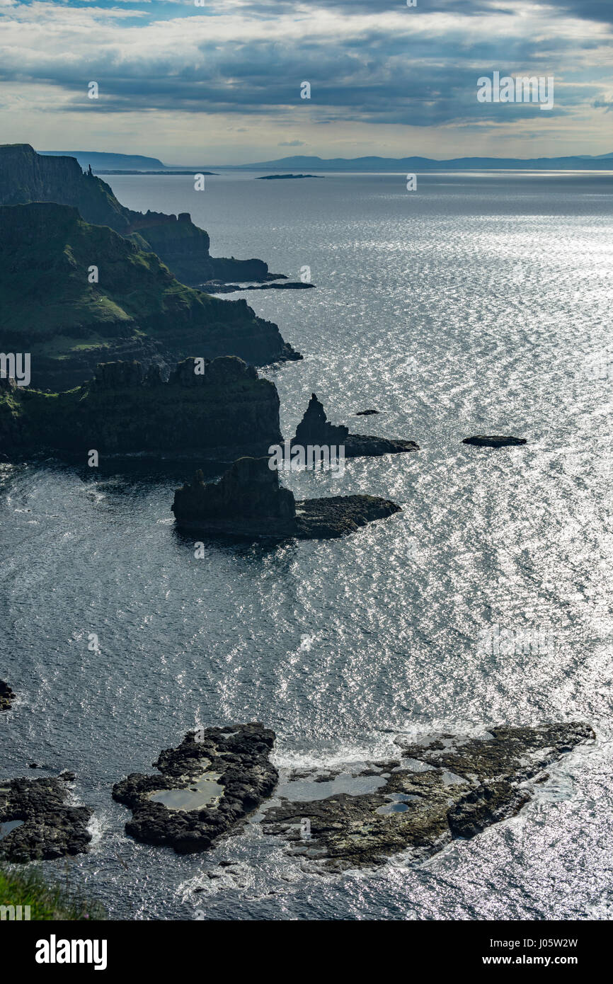 Cliff scenery looking west from Benbane Head, from the Causeway Coast ...