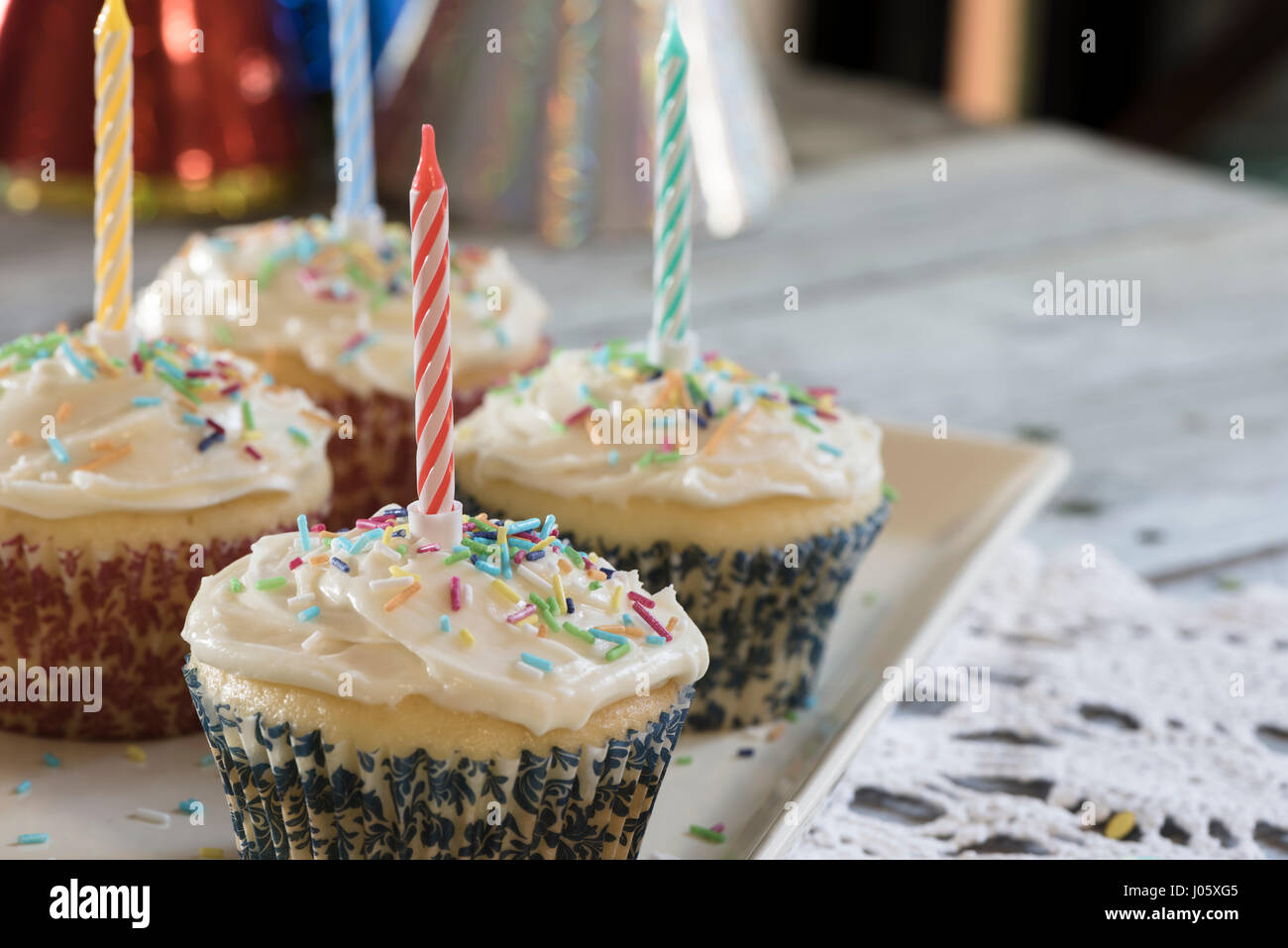 birthday cupcakes and candles Stock Photo - Alamy