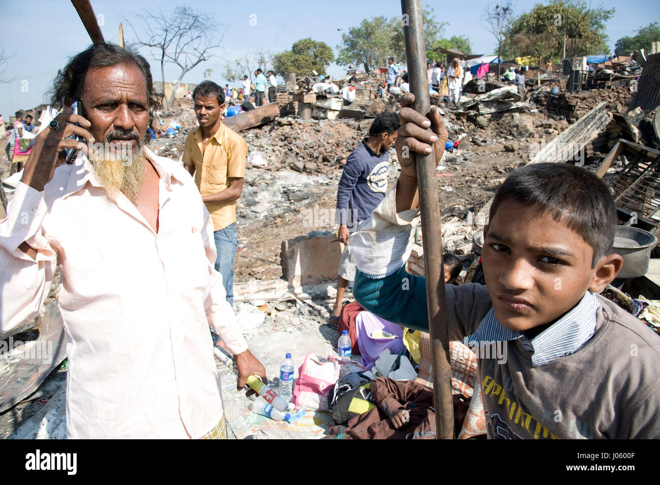 Slum fire, damu nagar, kandivali, mumbai, maharashtra, india, asia ...