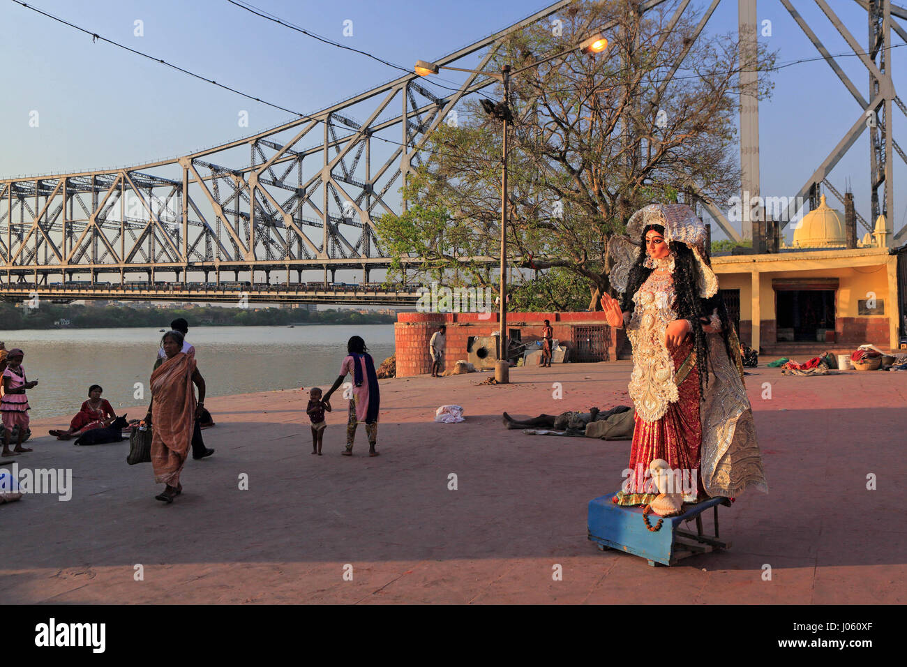 Durga goddess statue on ghat, hooghly river, west bengal, india, asia ...