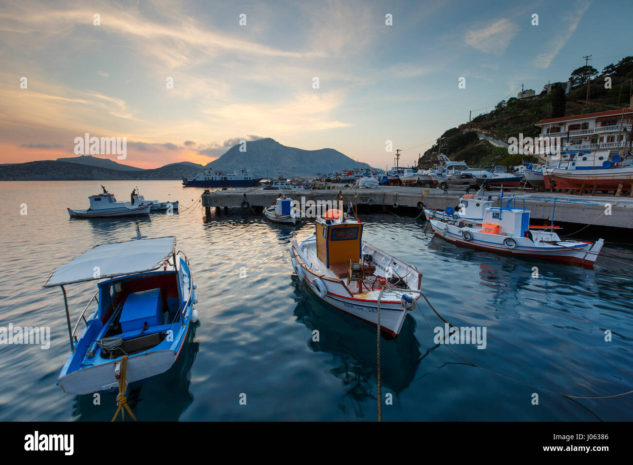 Harbour of the main village on Fourni island, Greece Stock Photo - Alamy