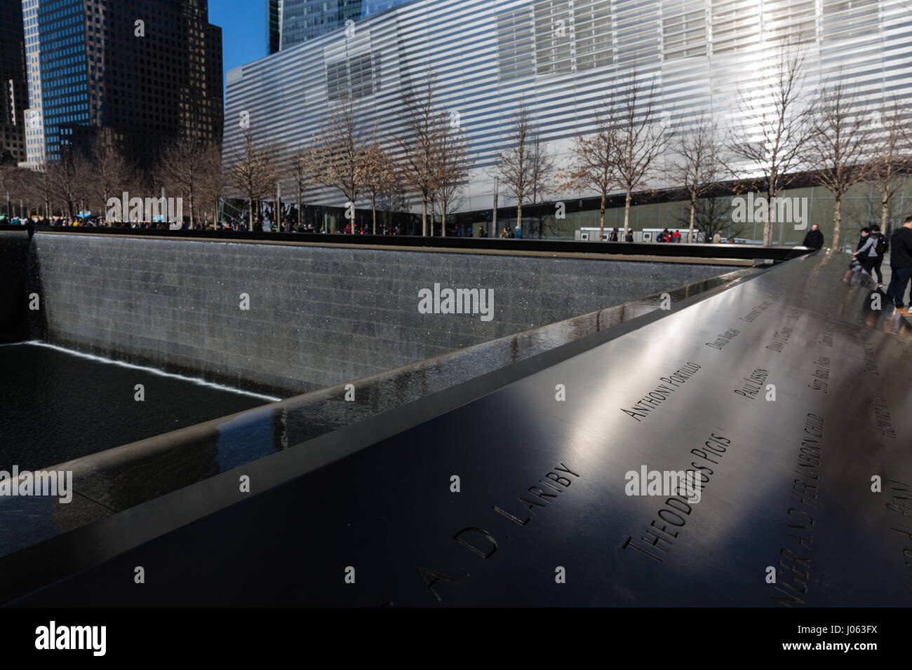 Site of the twin towers memorial waterfalls Stock Photo - Alamy
