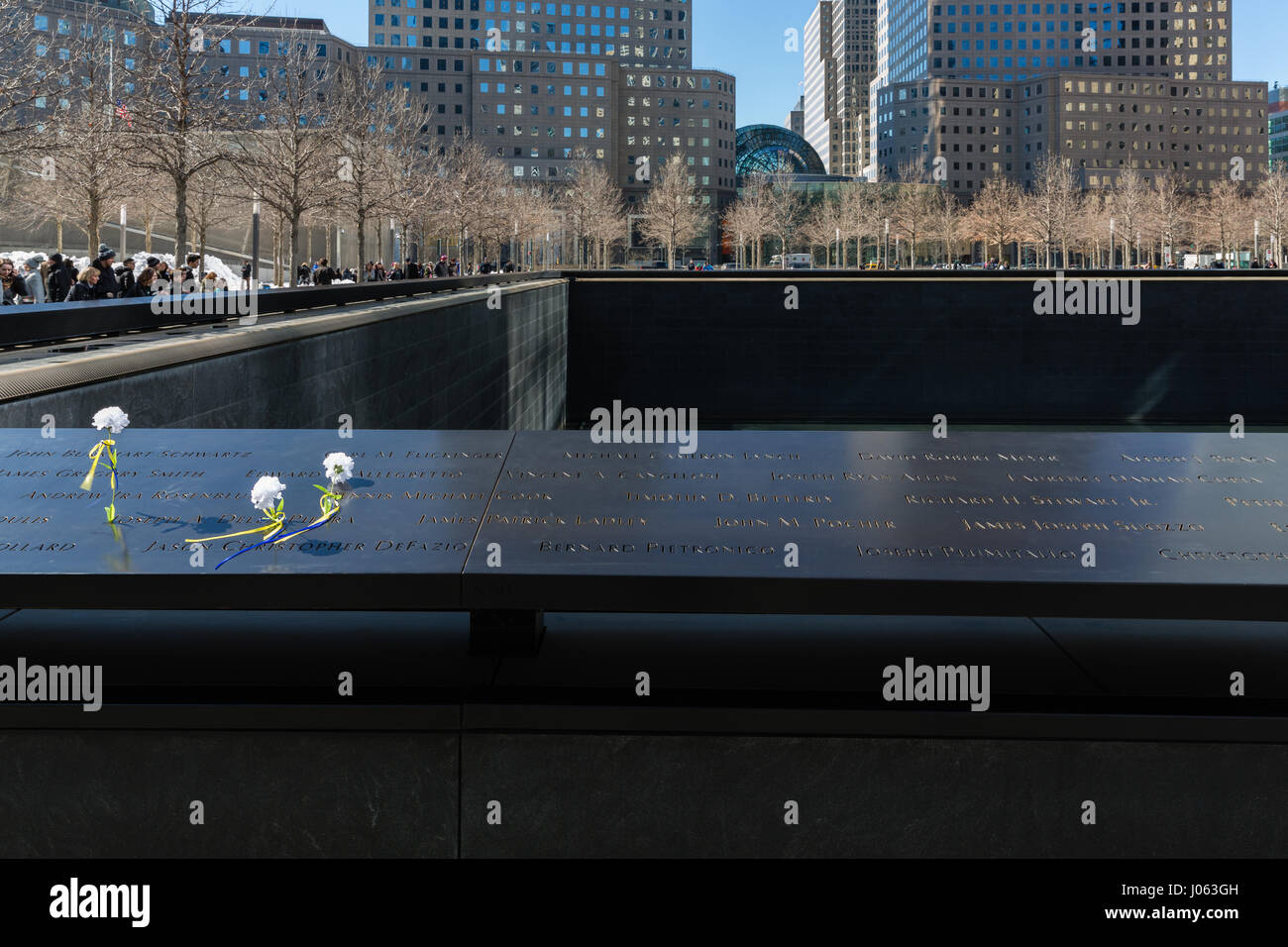 Site of the twin towers memorial waterfalls Stock Photo - Alamy