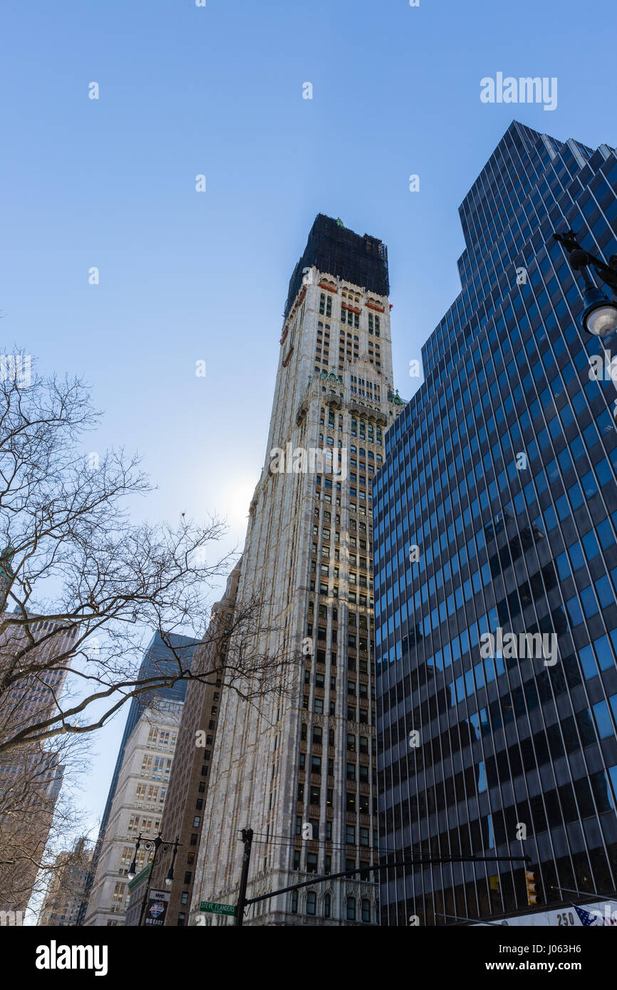 street level views of new york buildings on Manhattan Island Stock ...
