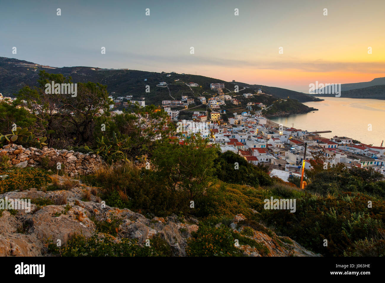 View of the main village of Fourni island, Greece Stock Photo - Alamy