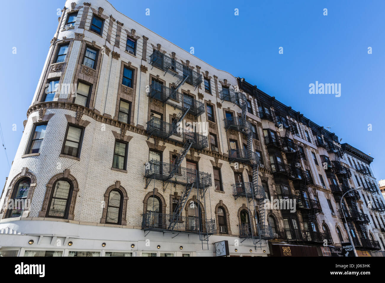 street level views of new york buildings on Manhattan Island Stock ...