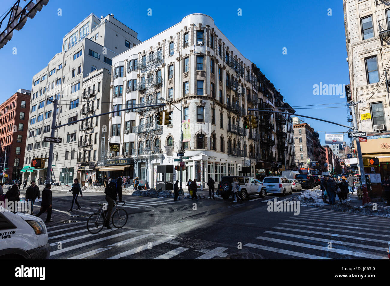 street level views of new york buildings on Manhattan Island Stock ...