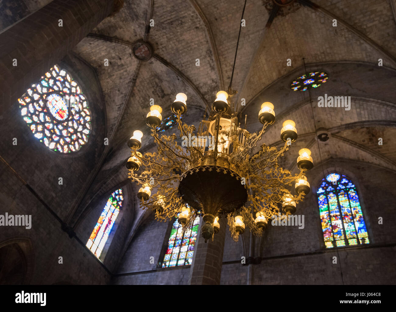 Inside the Santa Maria del Mar in Barcelona, Spain EU Stock Photo - Alamy