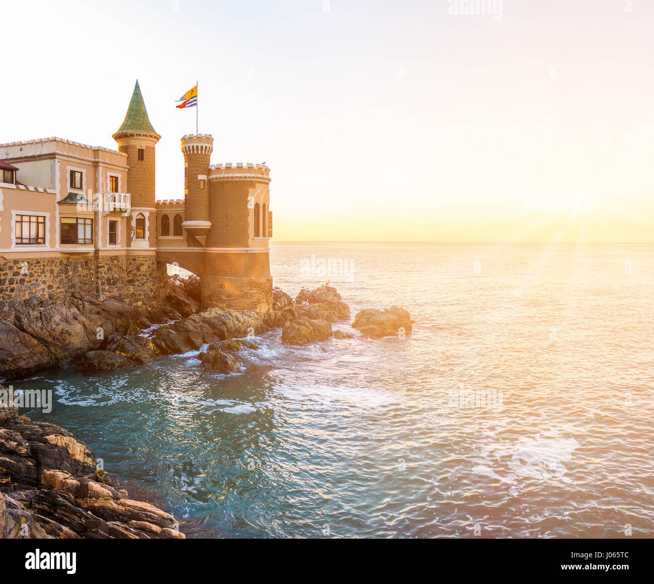 A historic castle overlooking the sea in Vina del Mar, Chile Stock ...