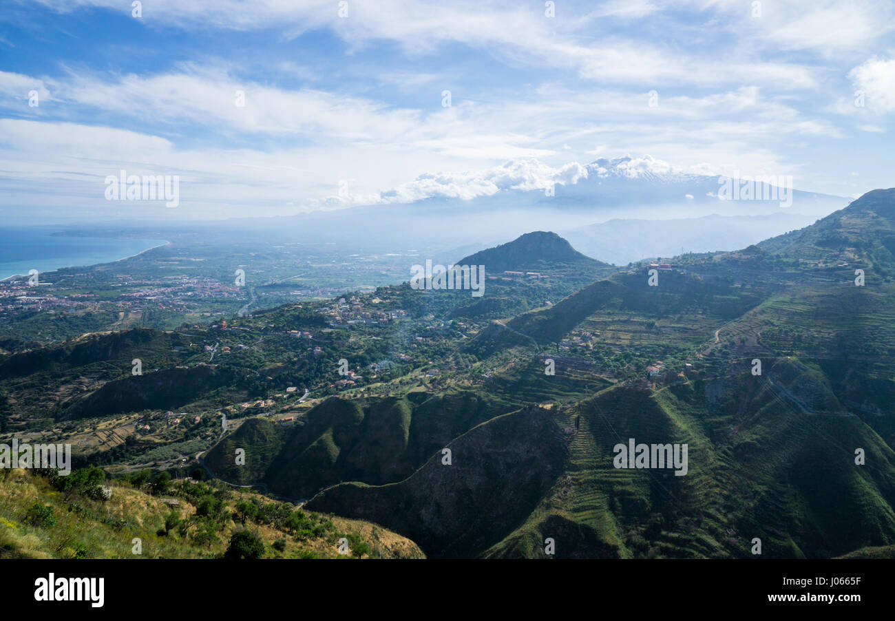 The beautiful landscape of Taormina, which is in the east coast of the ...