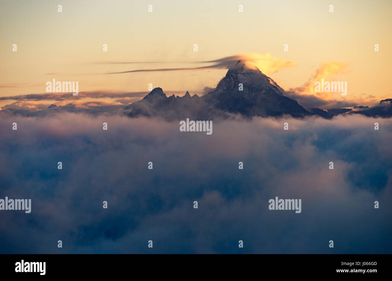 A breathtaking view with the Watzmann Mountain in Bavaria, Germany ...