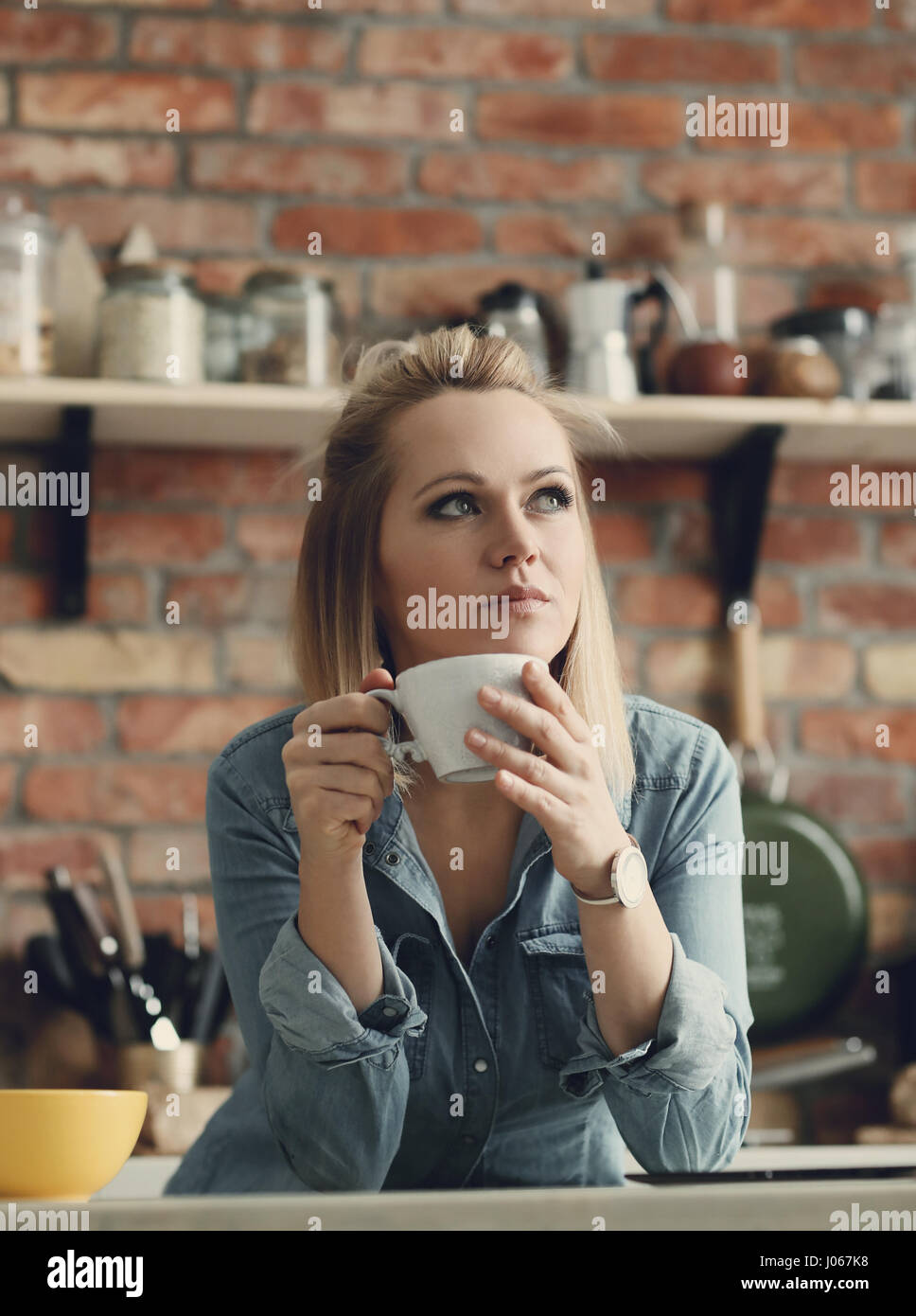 Woman at home Stock Photo - Alamy