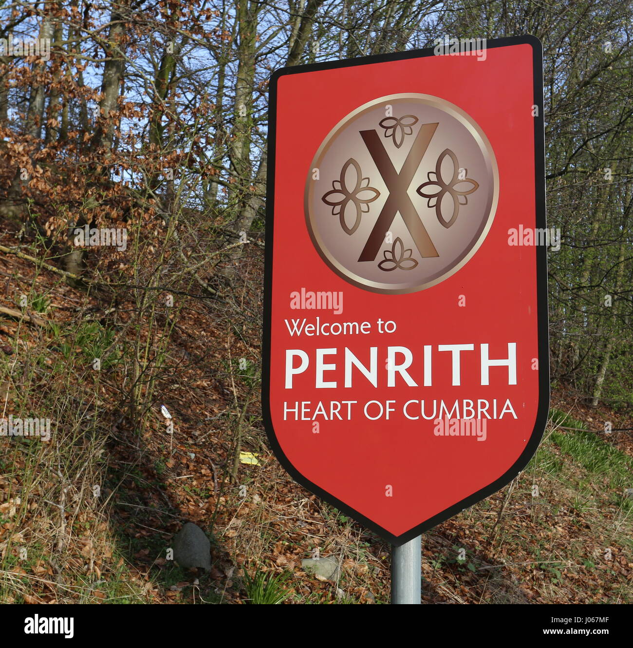 Welcome to Penrith sign Cumbria UK April 2017 Stock Photo - Alamy