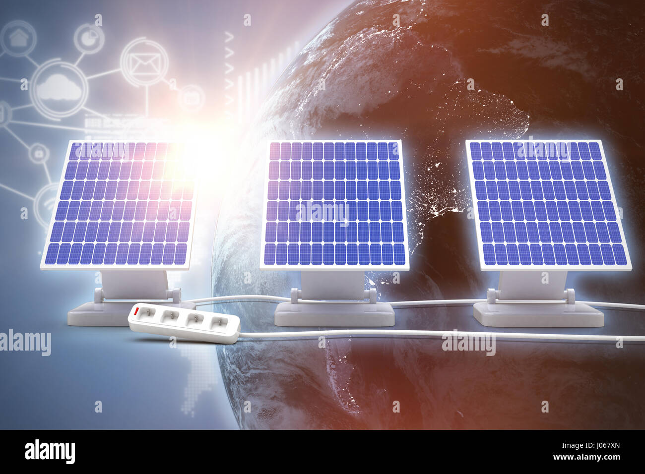 Digital composite of 3d solar panel against graphic background Stock ...