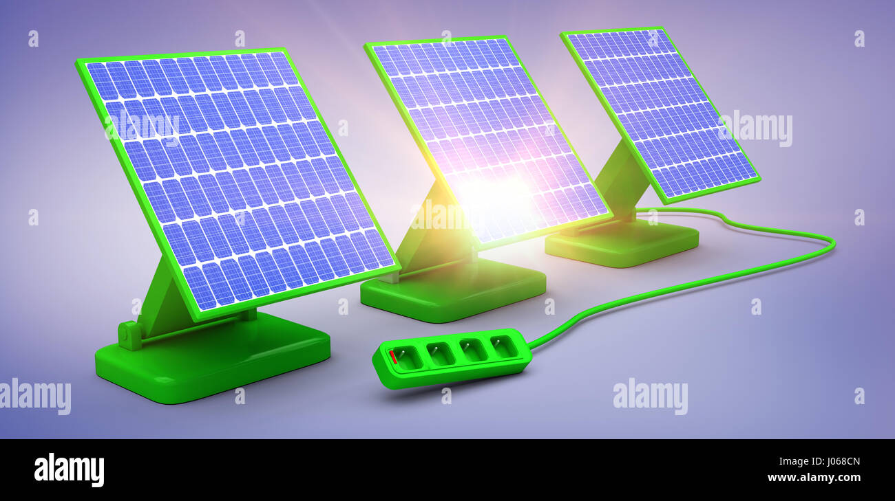 Digital composite of 3d solar panel against graphic background Stock ...