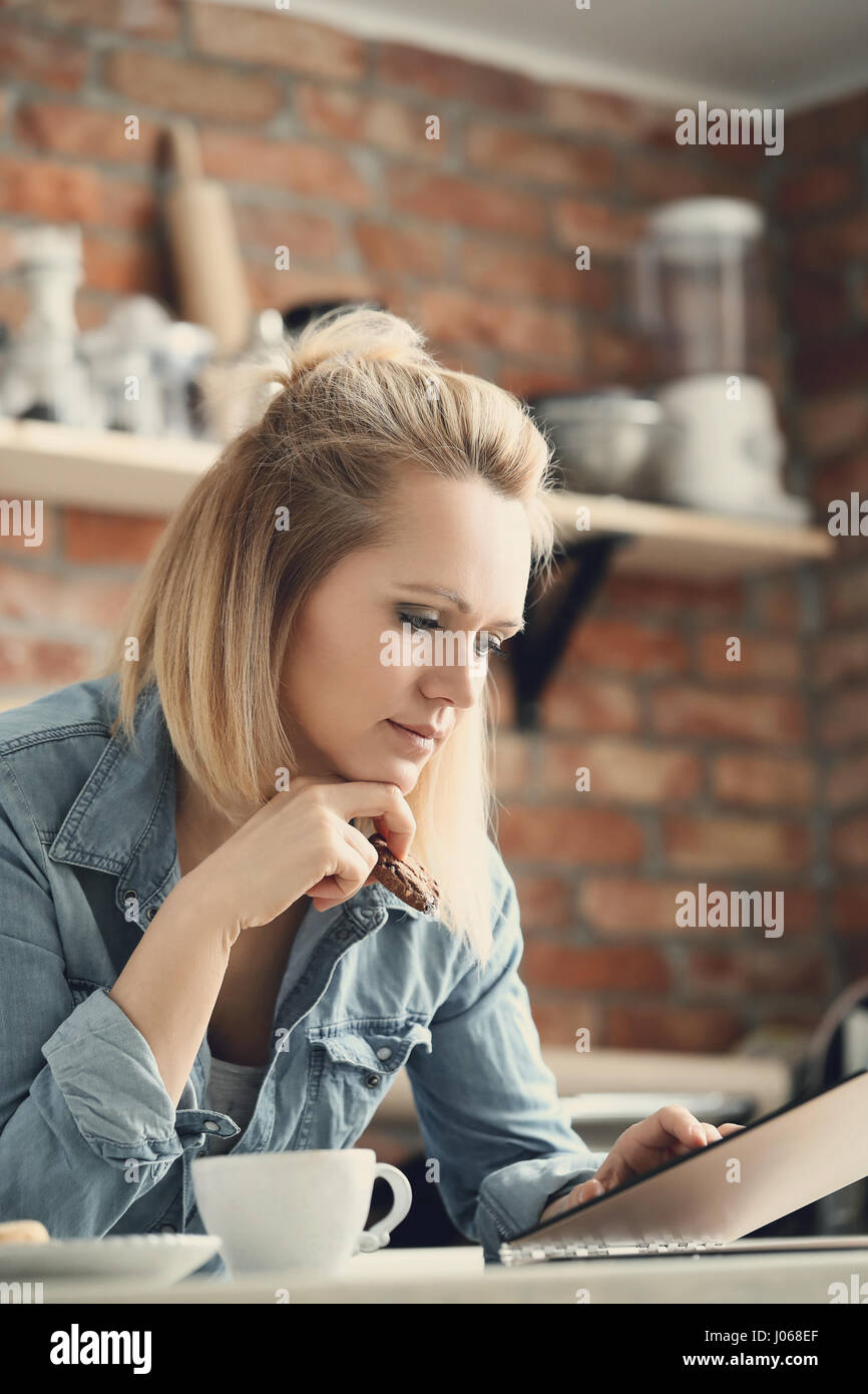 Woman at home Stock Photo - Alamy