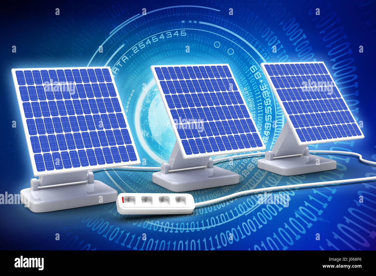 Digital composite of 3d solar panel against graphic background Stock ...
