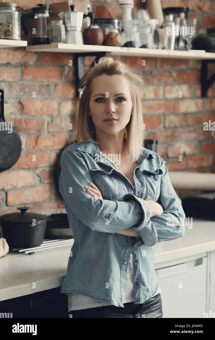 Woman at home Stock Photo - Alamy