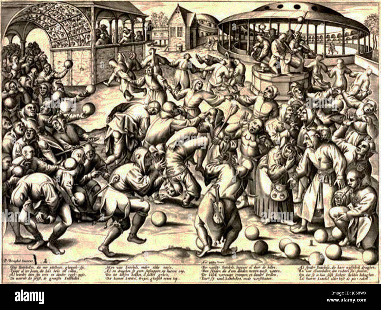 This engraving, based on Pieter Bruegel’s painting 'The Feast of Fools ...