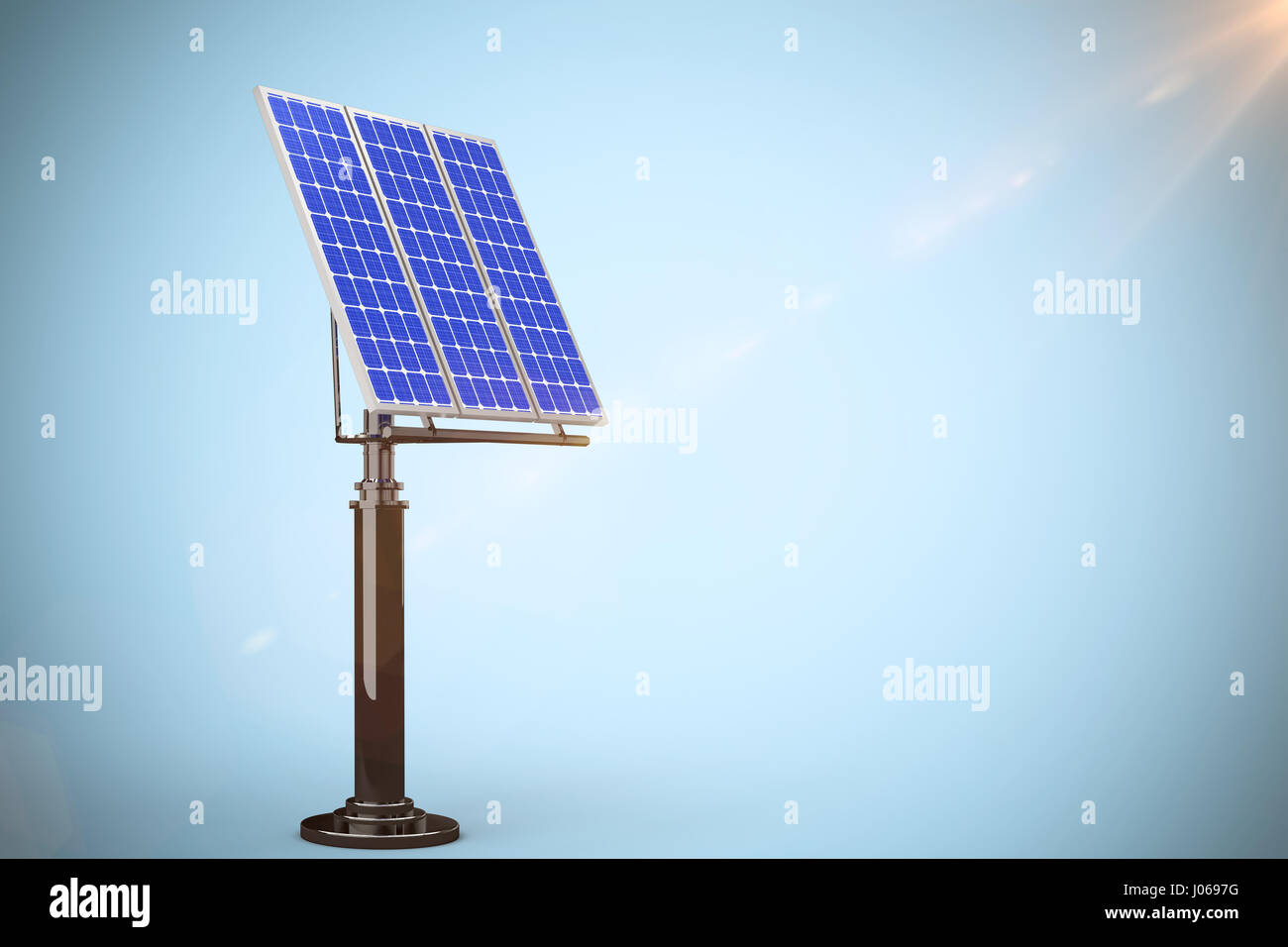 Image of 3D solar panel against blue background Stock Photo - Alamy