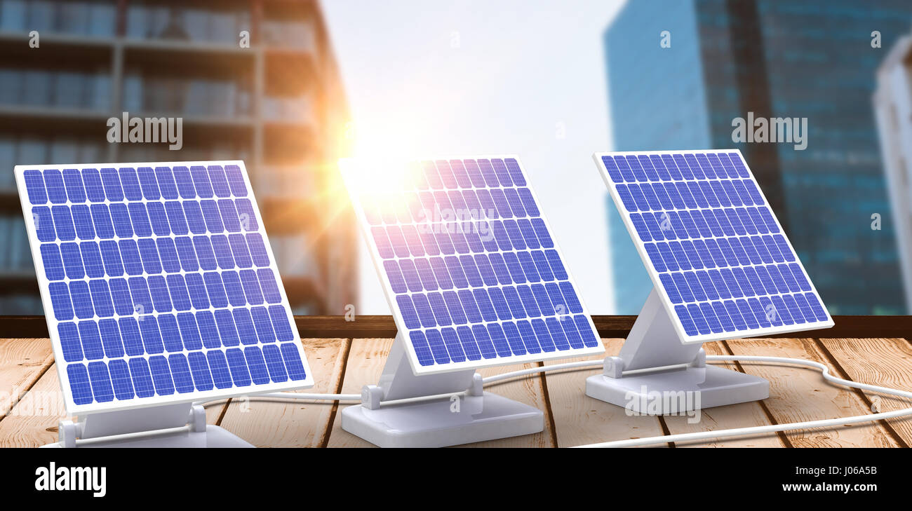 Digital composite of 3d solar panel against graphic background Stock ...