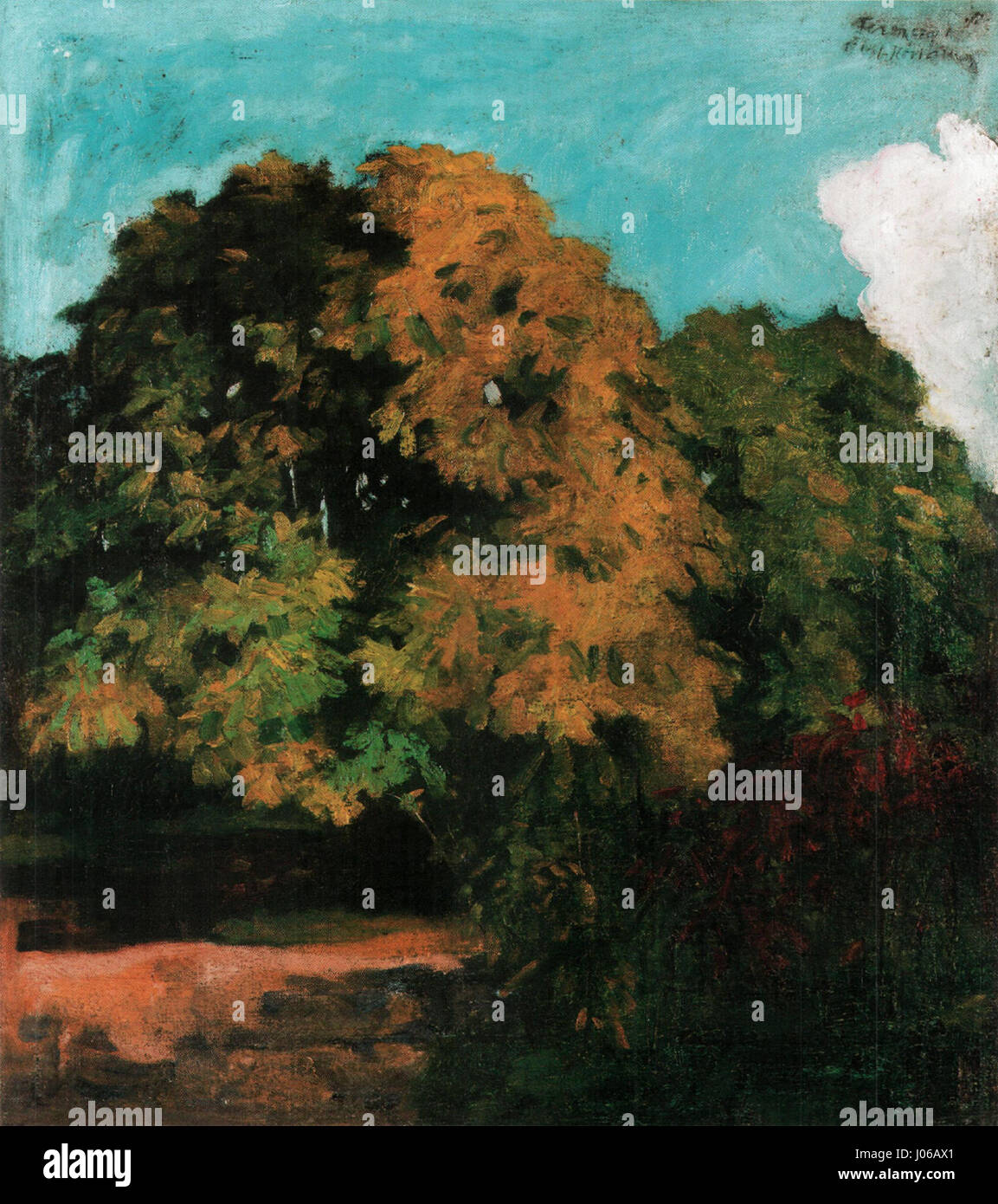 Ferenczy's 'Chestnut Trees in Nagyb nya' depicts a landscape with ...