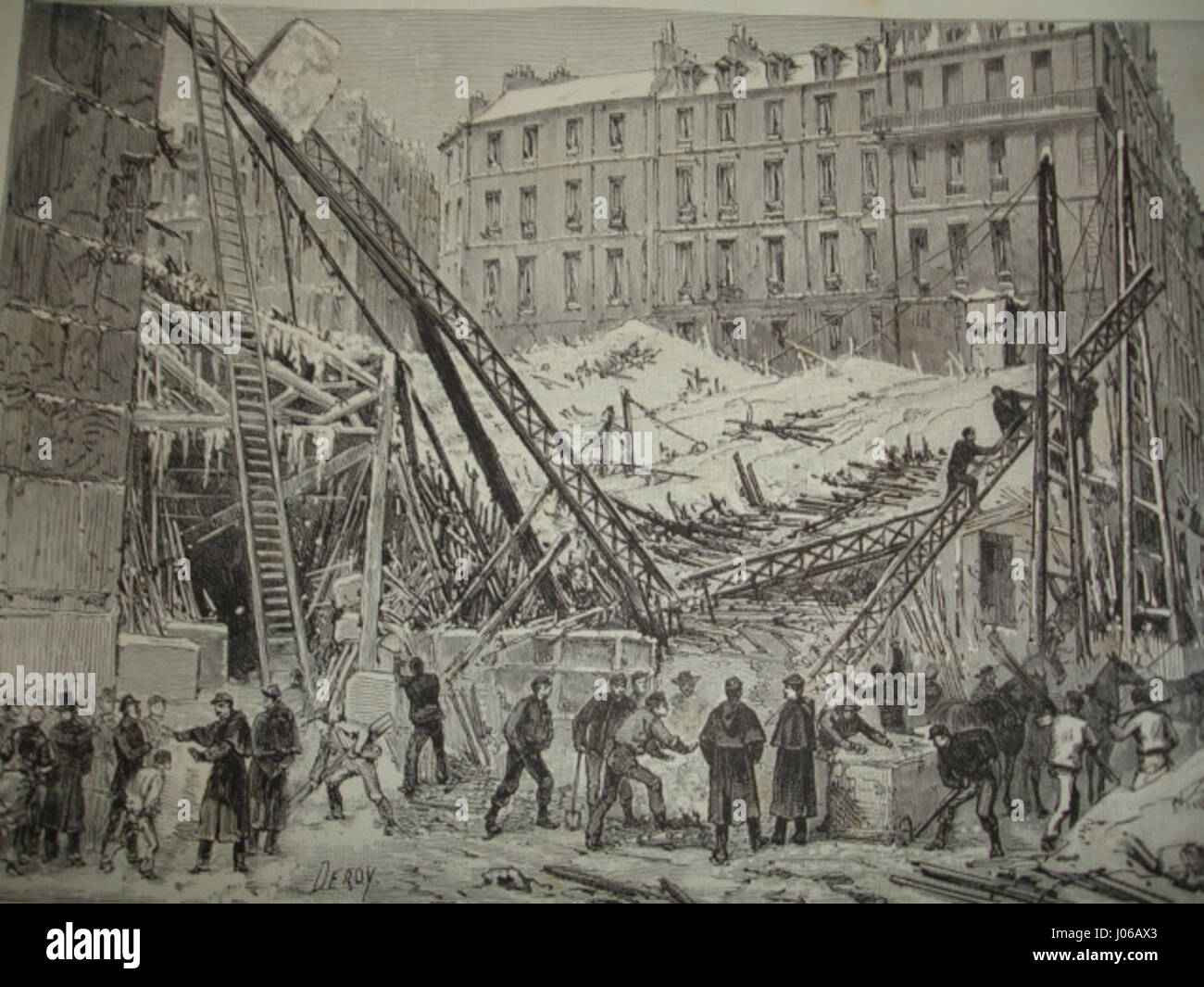 'Effondrement du Marché Saint Martin en 1879' depicts the collapse of ...