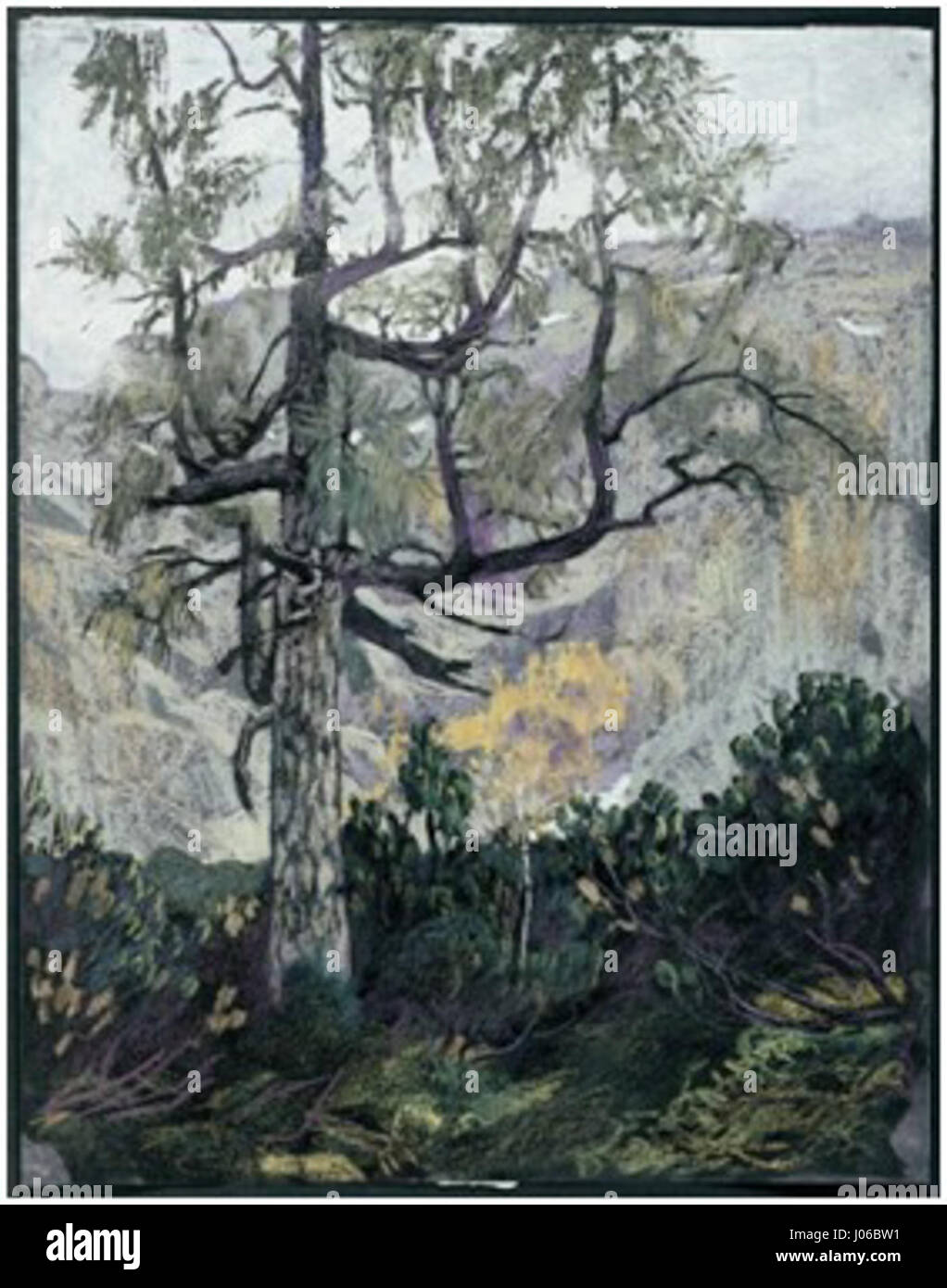 'Alte Lärche' (Old Larch) is a painting that features a solitary, aged ...