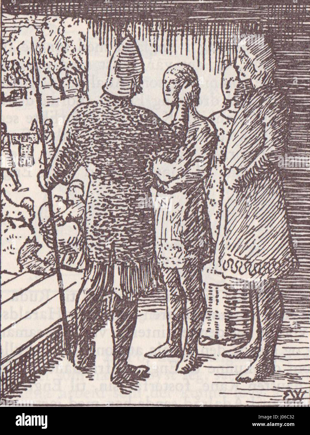 The artwork 'Eirik og Håkon jarl' depicts a historical scene involving ...