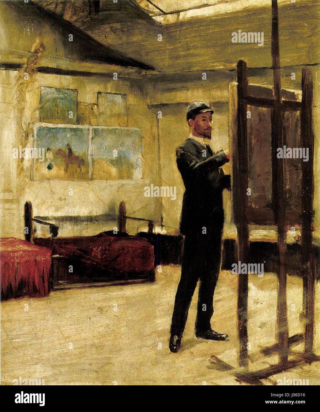 Véga’s self-portrait from the 1880s depicts the artist in his studio ...