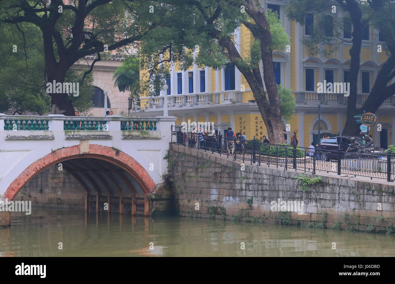People visit Shamian Island in Guangzhou China. Shamian Island is a ...