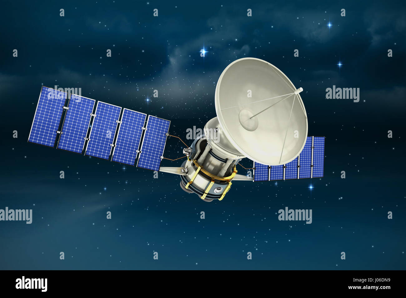Vector image ofÃ‚Â 3d solar power satellite against stars twinkling in ...