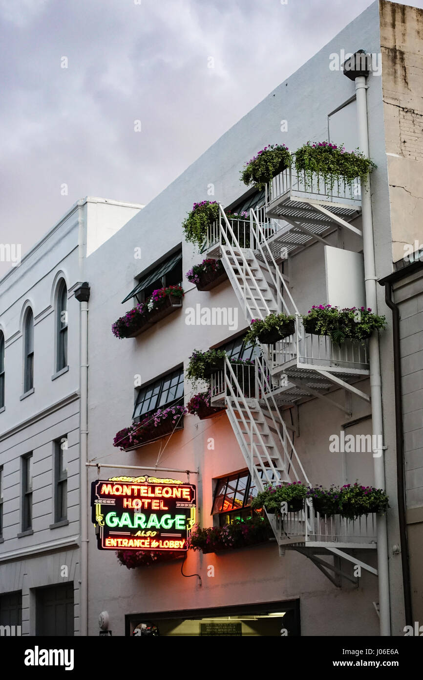 Neon parking sign for Monteleone Hotel, New Orleans Stock Photo - Alamy