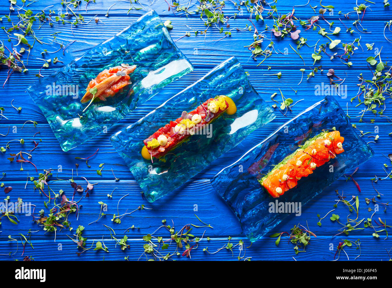 Salmon and Tuna Tartare with Anchovies tomato starter Tartar tapas ...