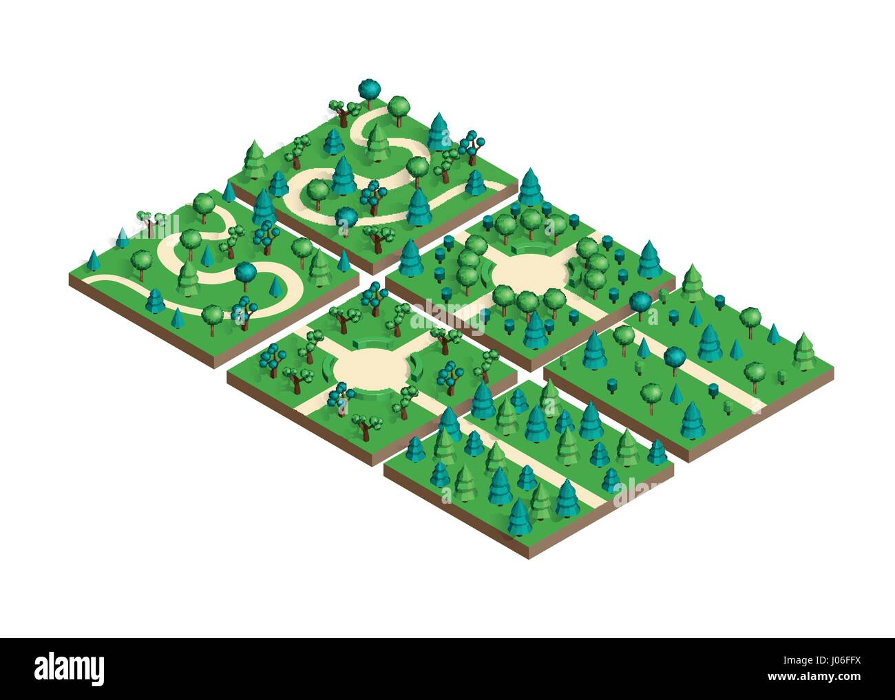 Isometric view projection summer landscape. Nature appearance of park ...