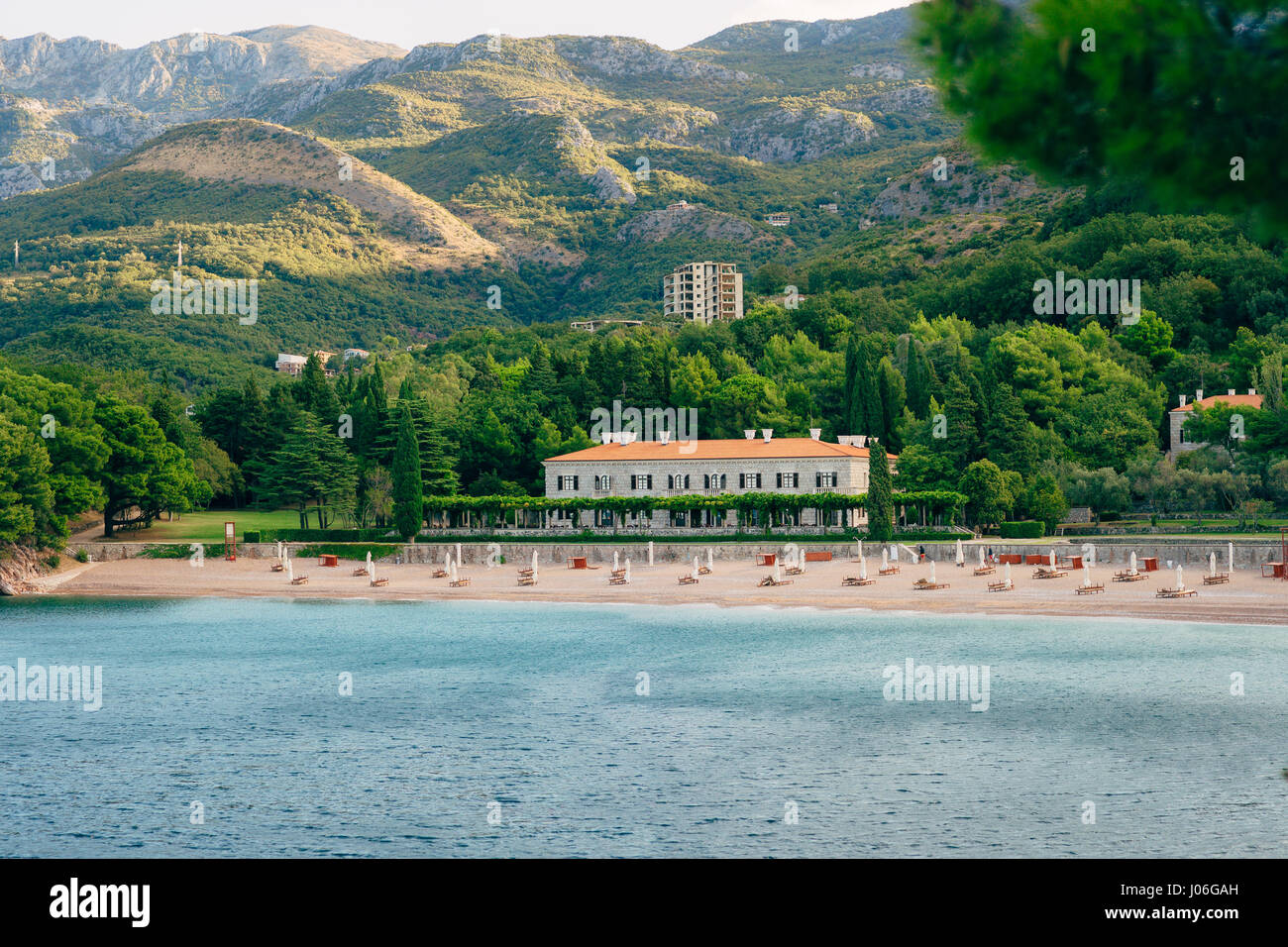 The park Milocer, Villa, beach Queen. Near the island of Sveti Stefan ...