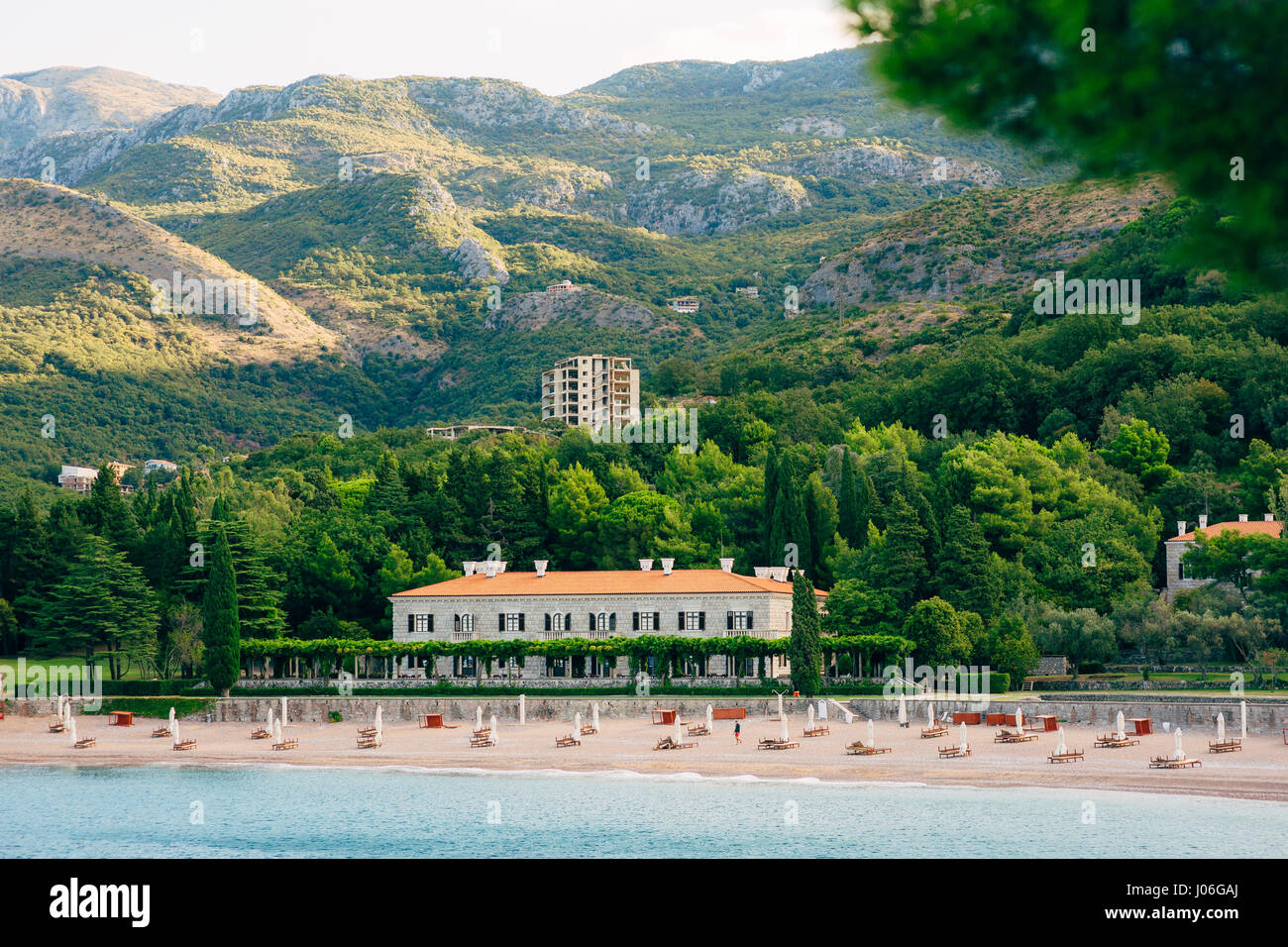 The park Milocer, Villa, beach Queen. Near the island of Sveti Stefan ...
