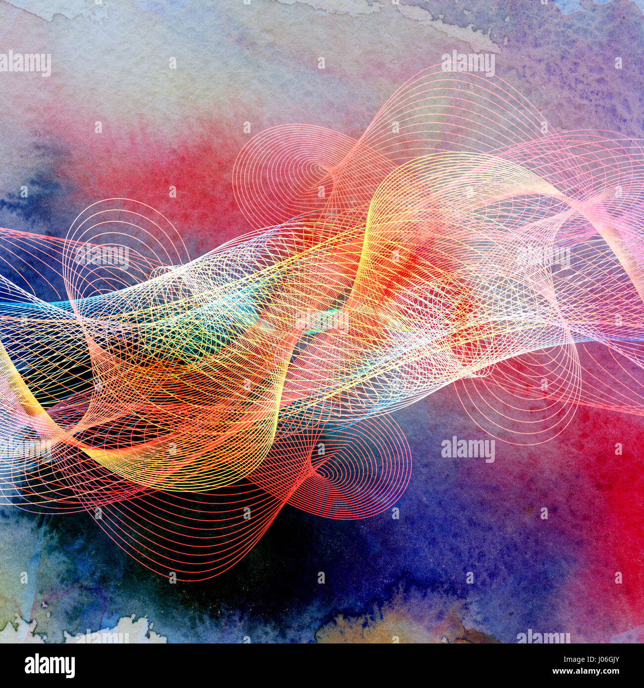 Abstract watercolor luminous background with wavy elements Stock Photo ...