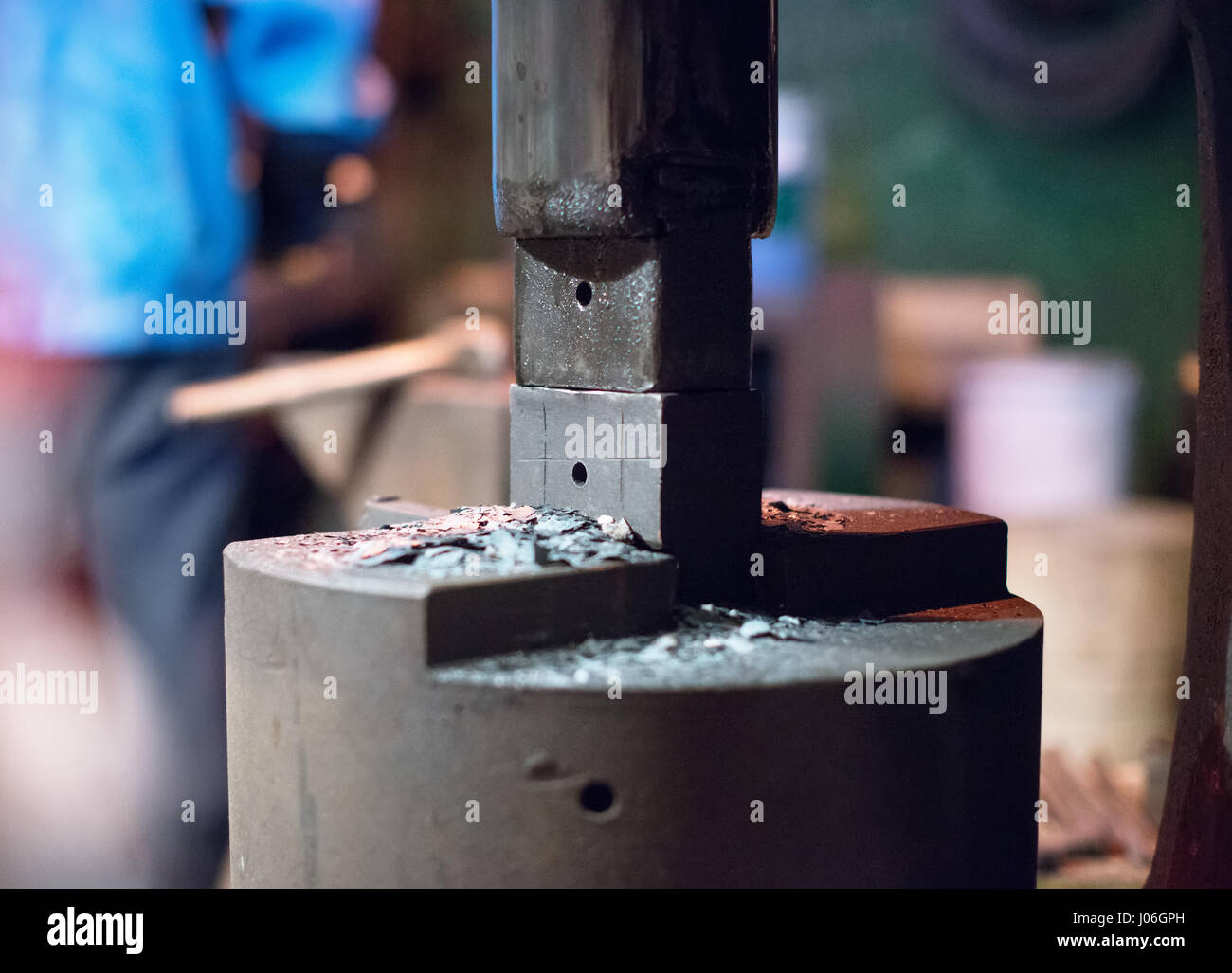 Industrial electric press in blacksmith's house Stock Photo - Alamy