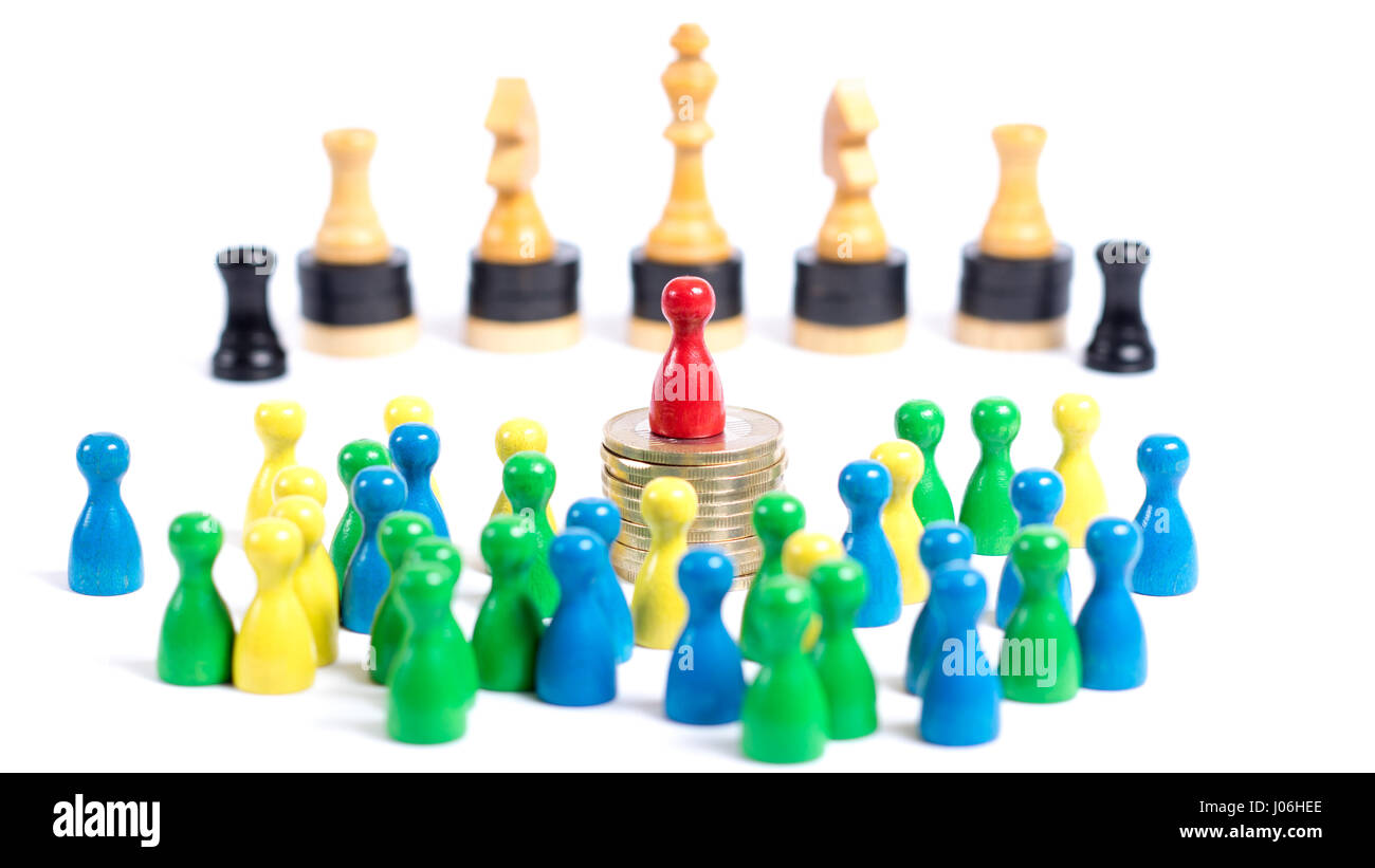 Board game figures in front of white background. - Concept of business ...