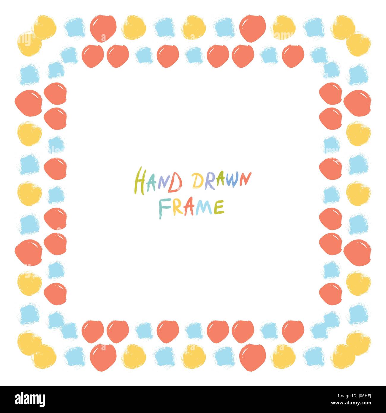 Abstract colorful hand drawn frame made of circles. Square vector ... Abstract colorful hand drawn frame made of circles. Square vector ...
