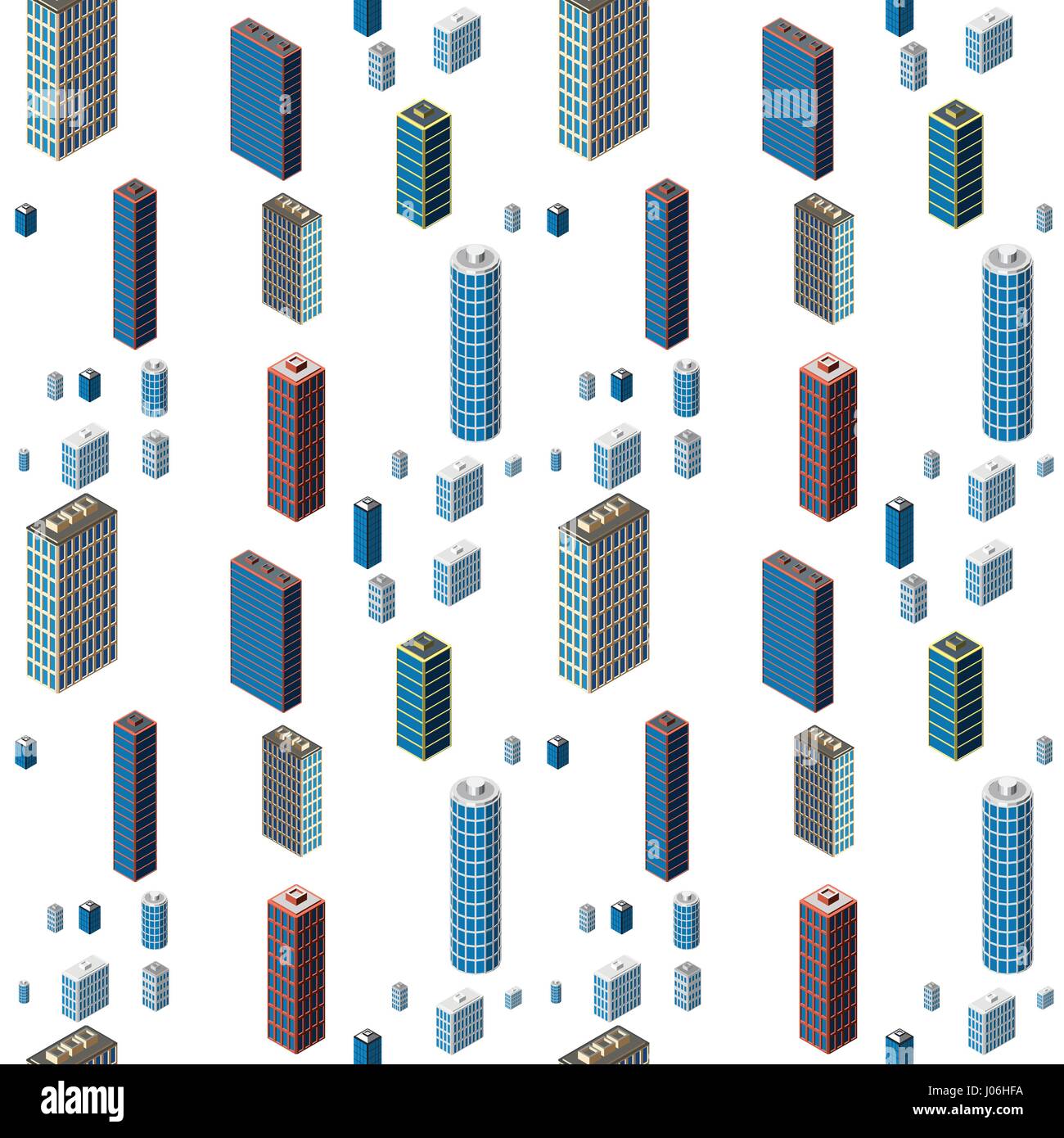 City modern district seamless pattern. Isometric buildings 3d low poly ...