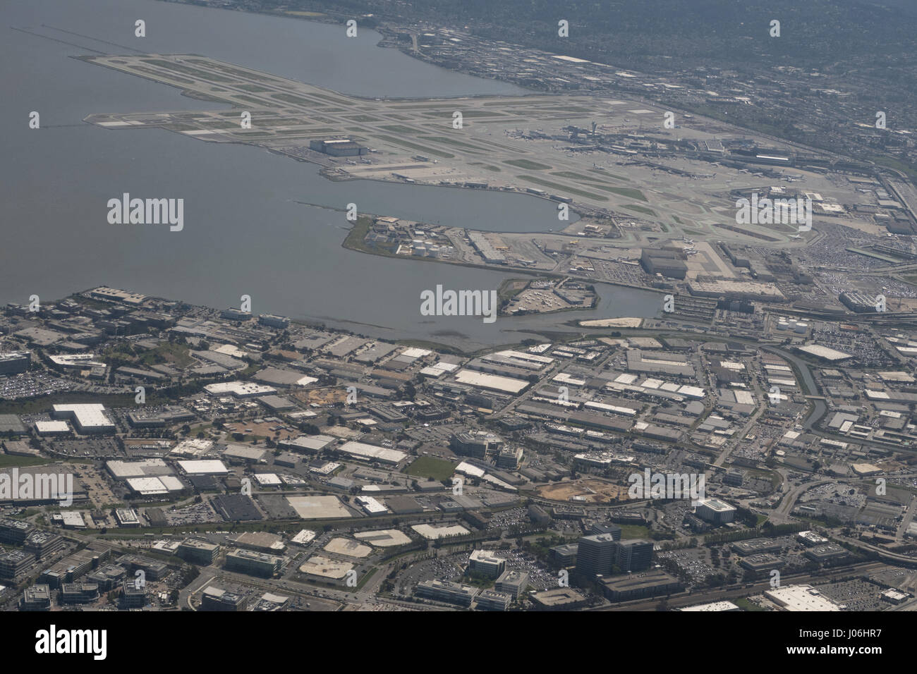 Overhead view of SFO airport and surrounding area Stock Photo - Alamy
