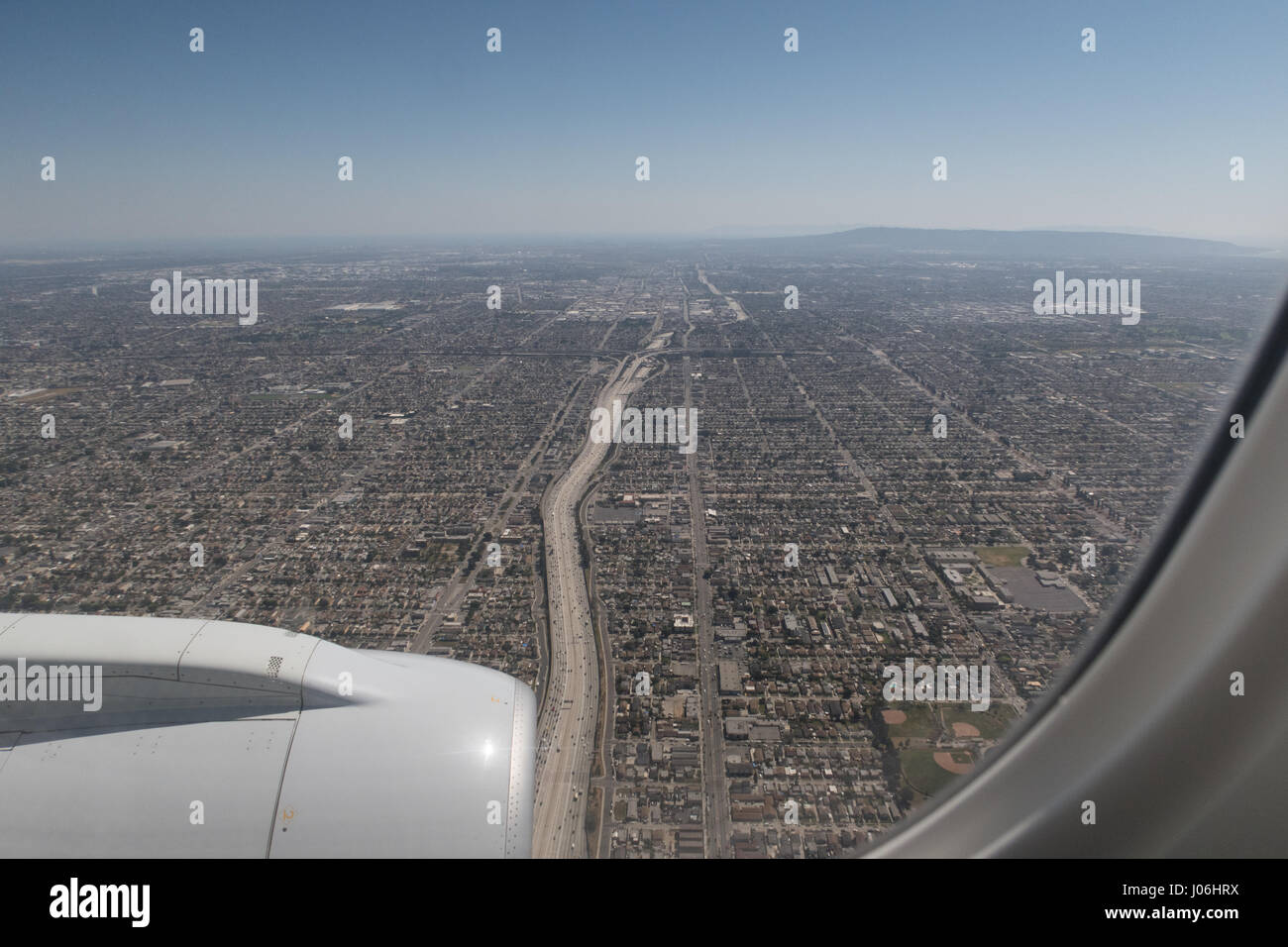 View from a plane over Los Angeles Stock Photo - Alamy