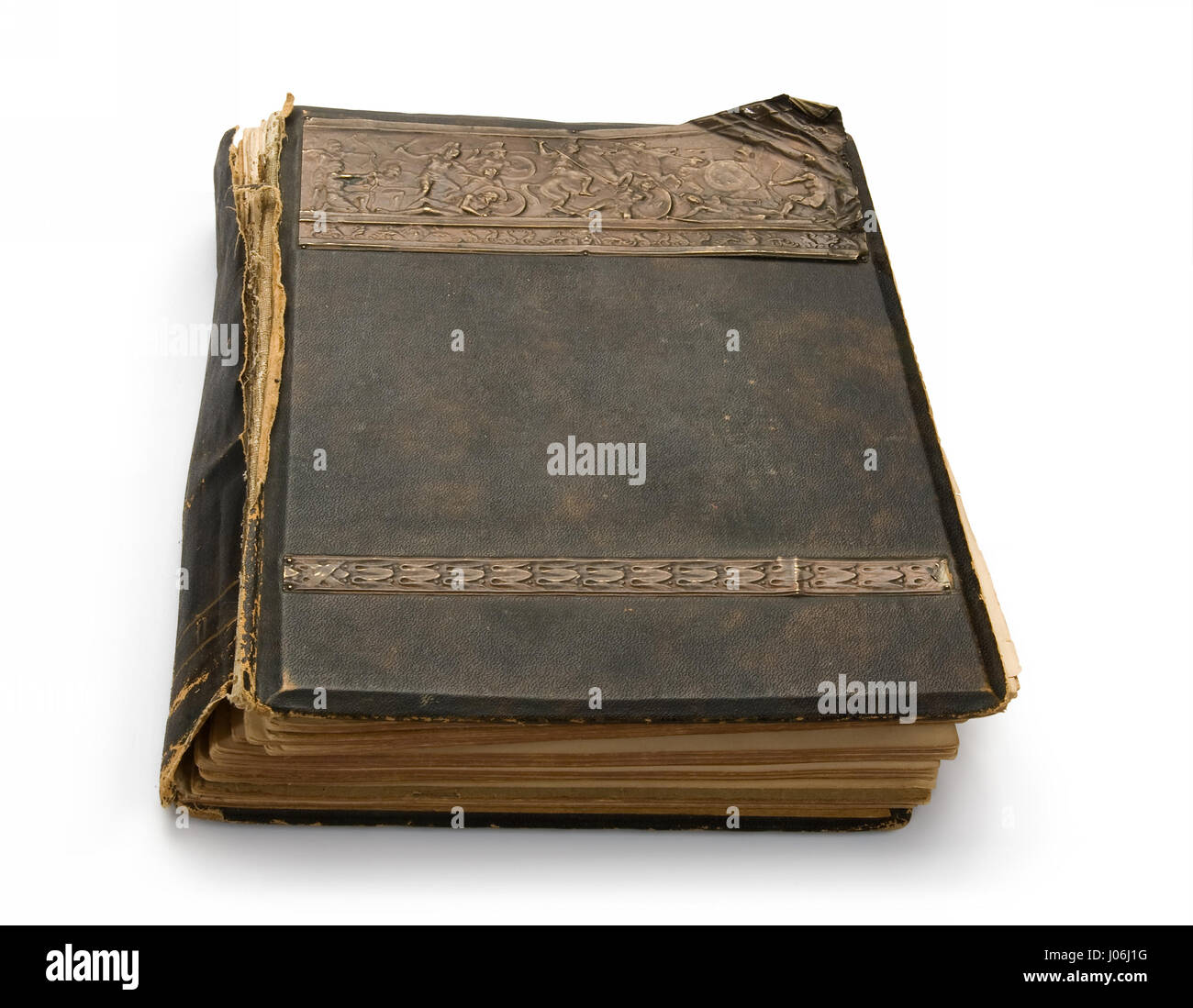 old book with an engraving, isolated on white background Stock Photo ...