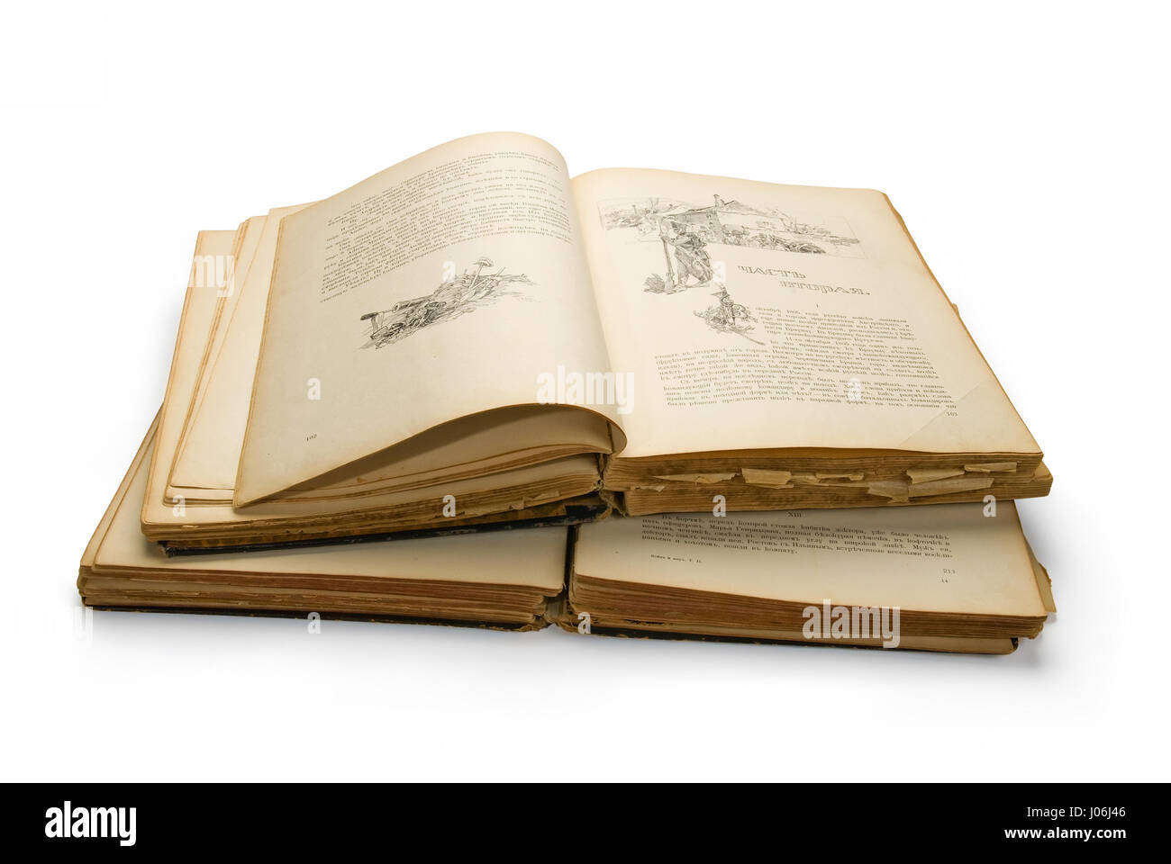 Open ancient book, isolated on white background Stock Photo - Alamy